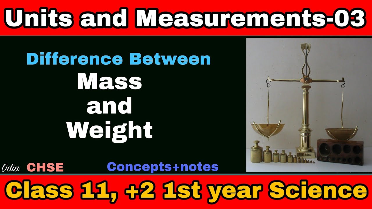Difference between mass and weight,chse physics, class-11 physics, chse ...