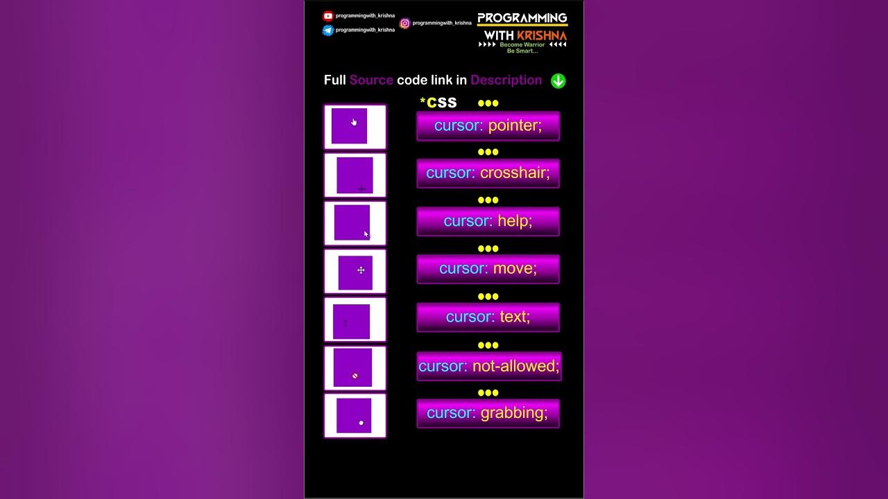 Curser Tupes Html Css Programmingwithkrishna Html Css Cssanimation Learnwebdev