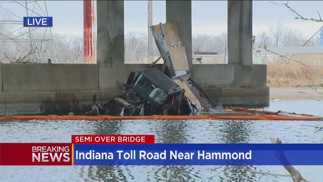Ups Semi Truck Goes Off Bridge Catches Fire On Indiana Toll Road In