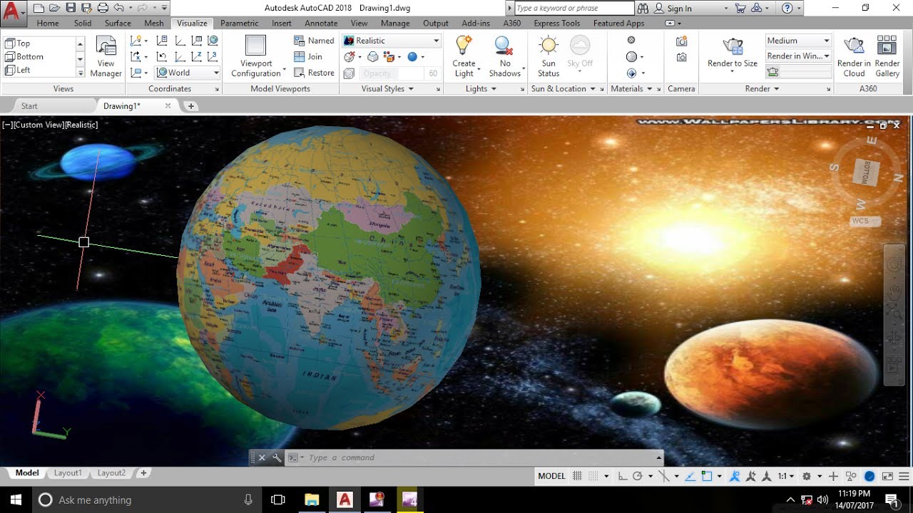 How to add image texture with Spherical Material Mapping In AutoCAD ...