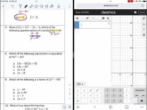 STAAR Prep - Factoring and Solving Quadratics in Desmos - YouTube
