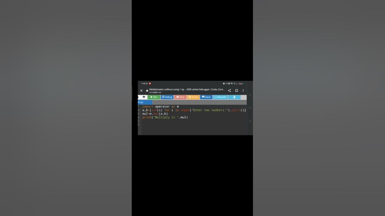 Multiplying 2 Numbers Without Using Operator Python Programming Coding Youtube