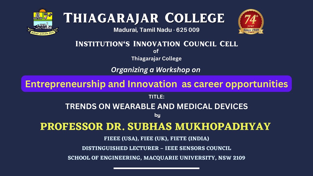 Institution's Innovation Council Cell of Thiagarajar college - Workshop ...