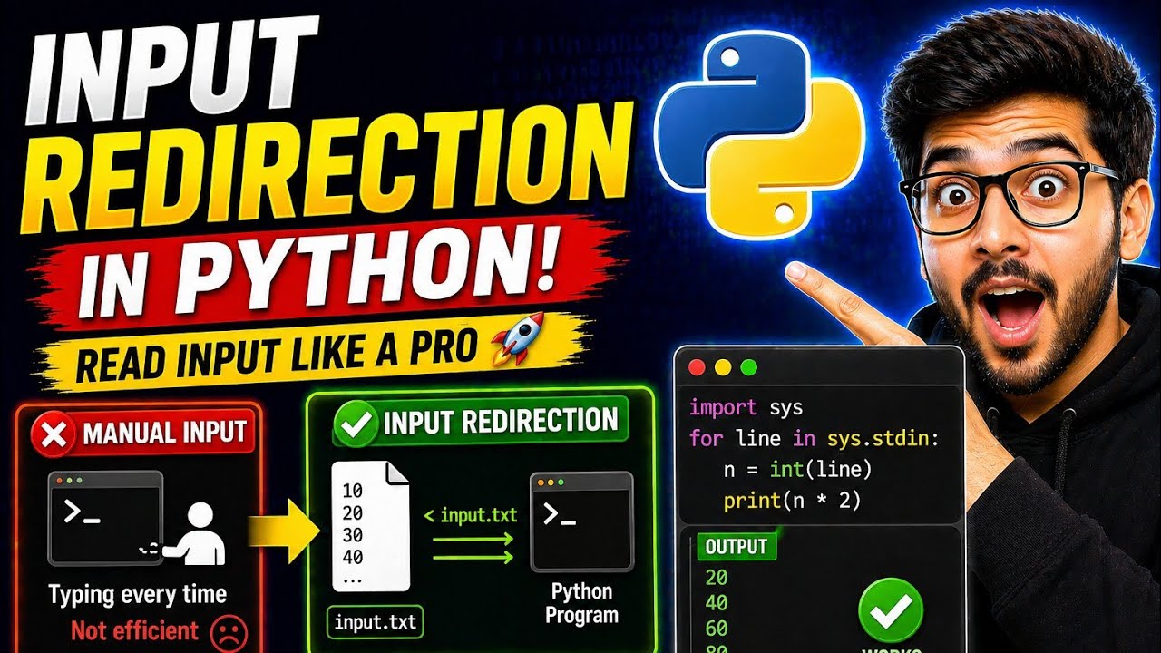 #57 Master Input Redirection in Python! 🚀 (Read Input Like a Pro) - YouTube