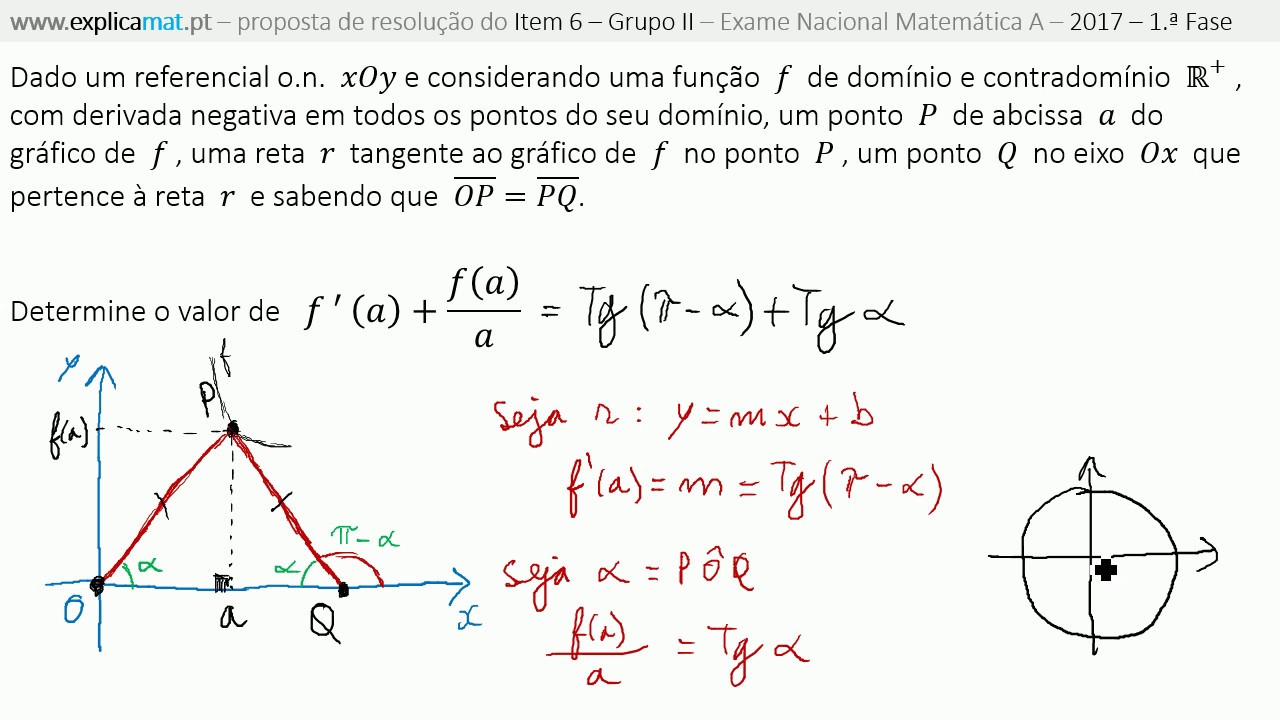 Exame Nacional Matemática A - 2017 - 1.ª Fase - Questão 6 - Grupo II ...