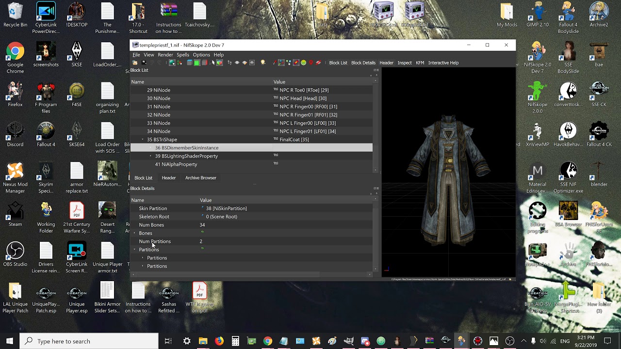 viewing body partition for armor in nifskope - YouTube