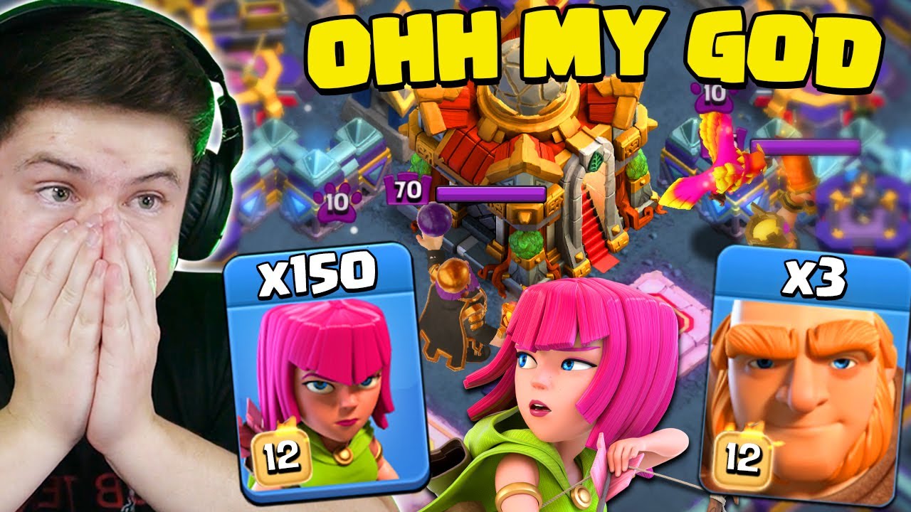 150 ARCHER + BATS Insane Attack vs MAX TH16 (Clash of Clans) - YouTube