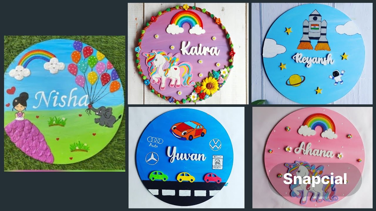 How to make beautiful nameplate making at home 5 easy kids nameplate ...