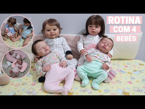 ROTINA DA NOITE COM MINHAS 4 BEBÊS REBORNS LUNA, SANDIE, AURORA E ALICE