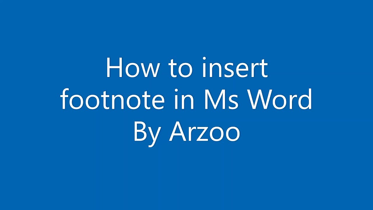 How to insert footnote in Ms Word | Microsoft Office Tutorial - YouTube
