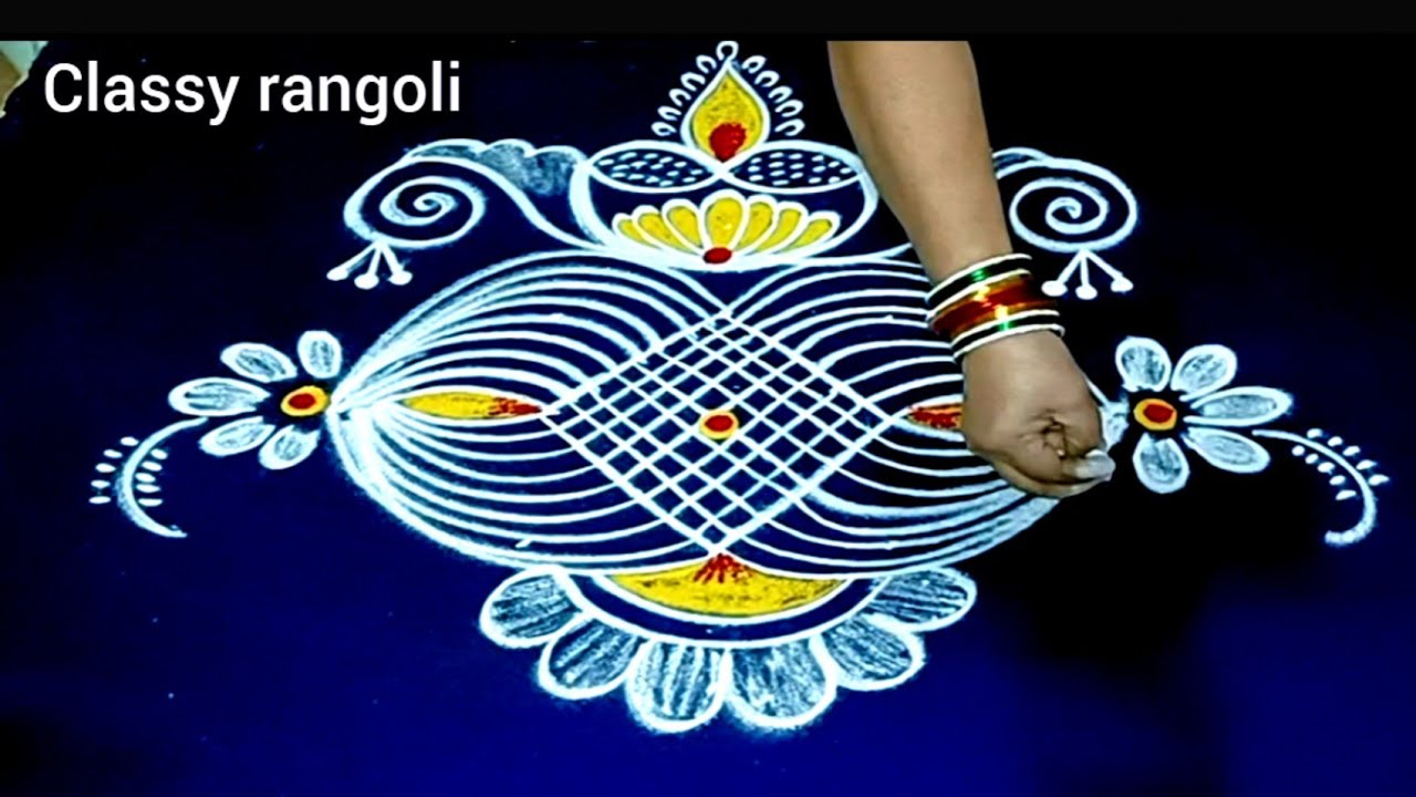 Easy Friday kolam / Simple doorsteps rangoli design - YouTube