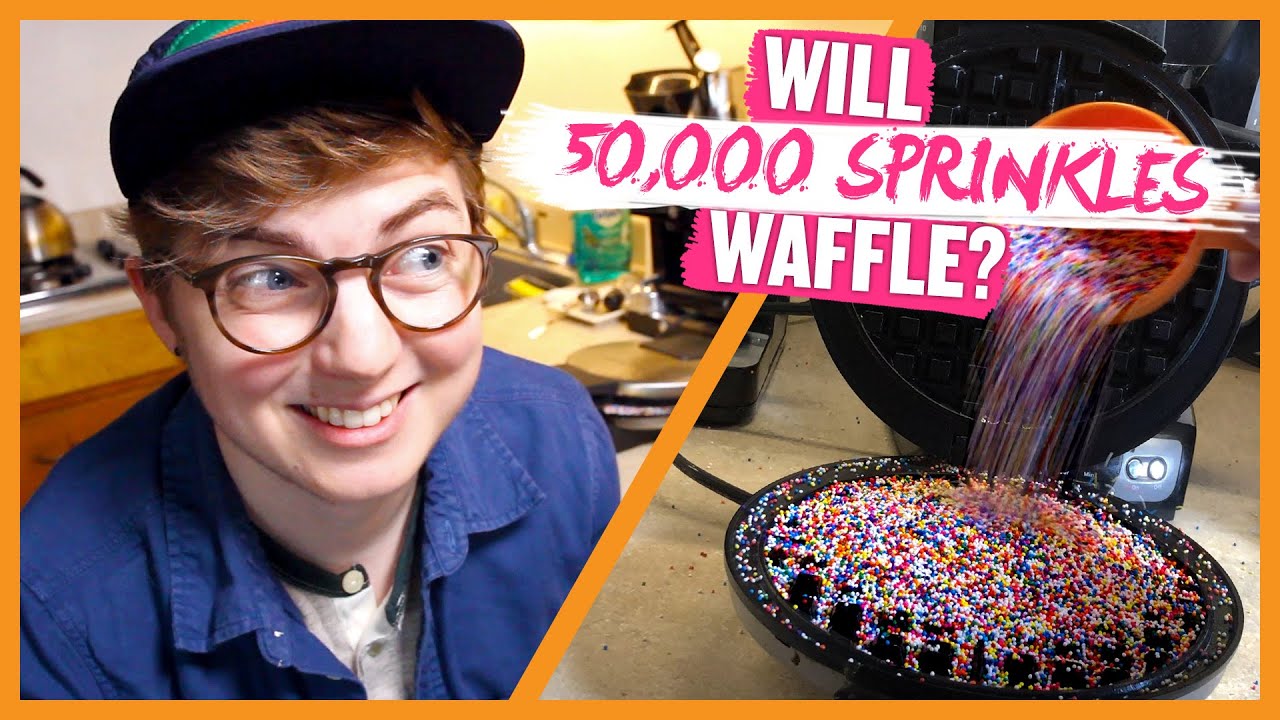 Will 50,000 Rainbow Sprinkles Waffle? - YouTube