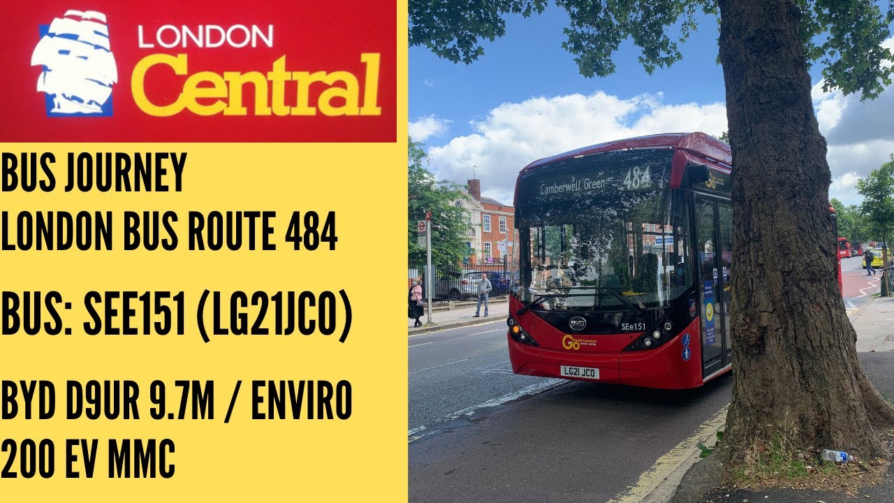 Bus Journey | London Central Route 484 | BYD D9UR Enviro 200 EV MMC ...