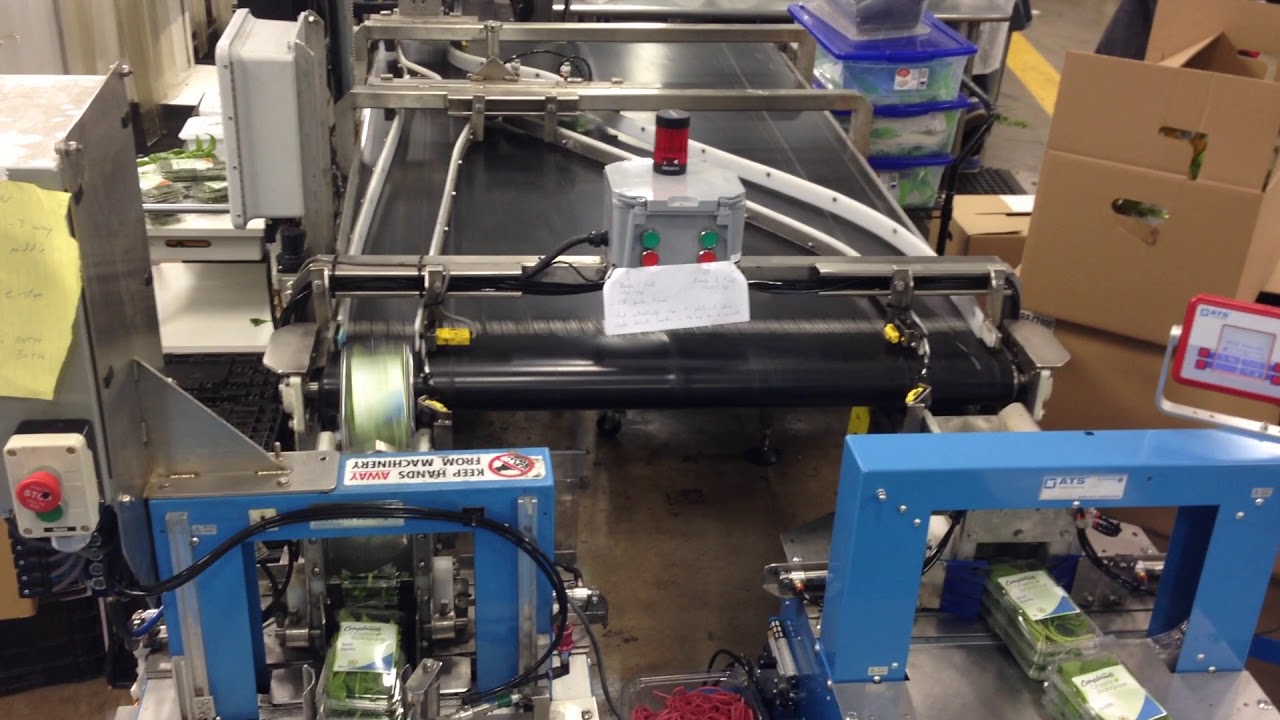 sorting stacking banding system for clam shell packages. - YouTube