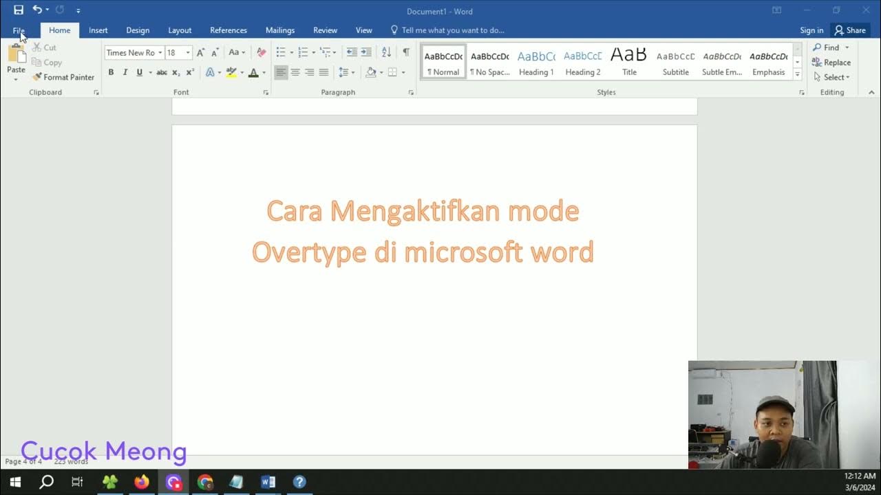 Cara Mengaktifkan mode Overtype di microsoft word - YouTube