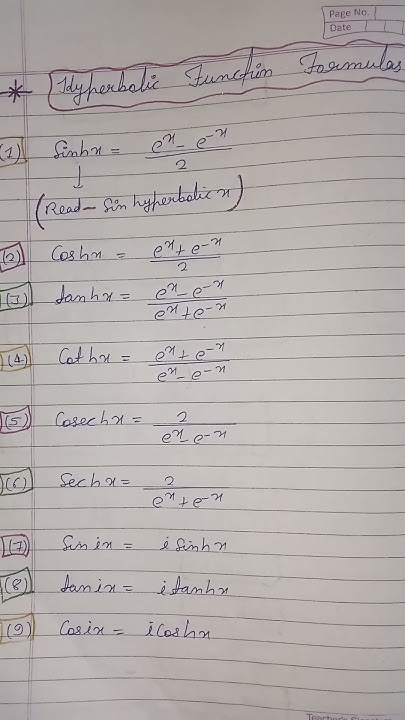 Hyperbolic function formulae 👍 - YouTube