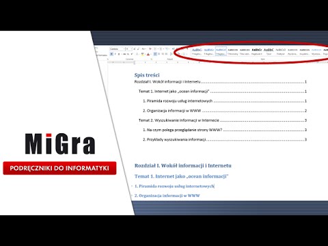Word. Style tekstu. Spis treści | Dokument tekstowy - YouTube
