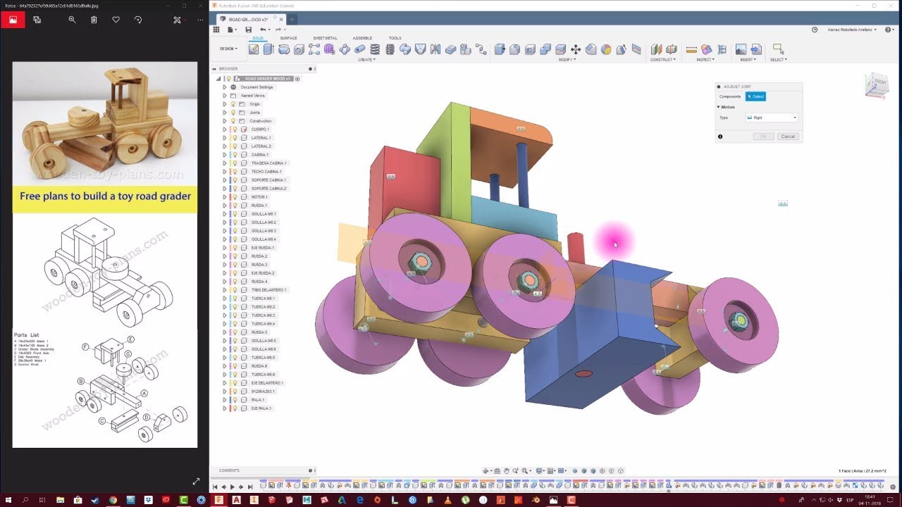 FUSION 360 #127: DISEÑO ROAD GRADER WOOD - YouTube