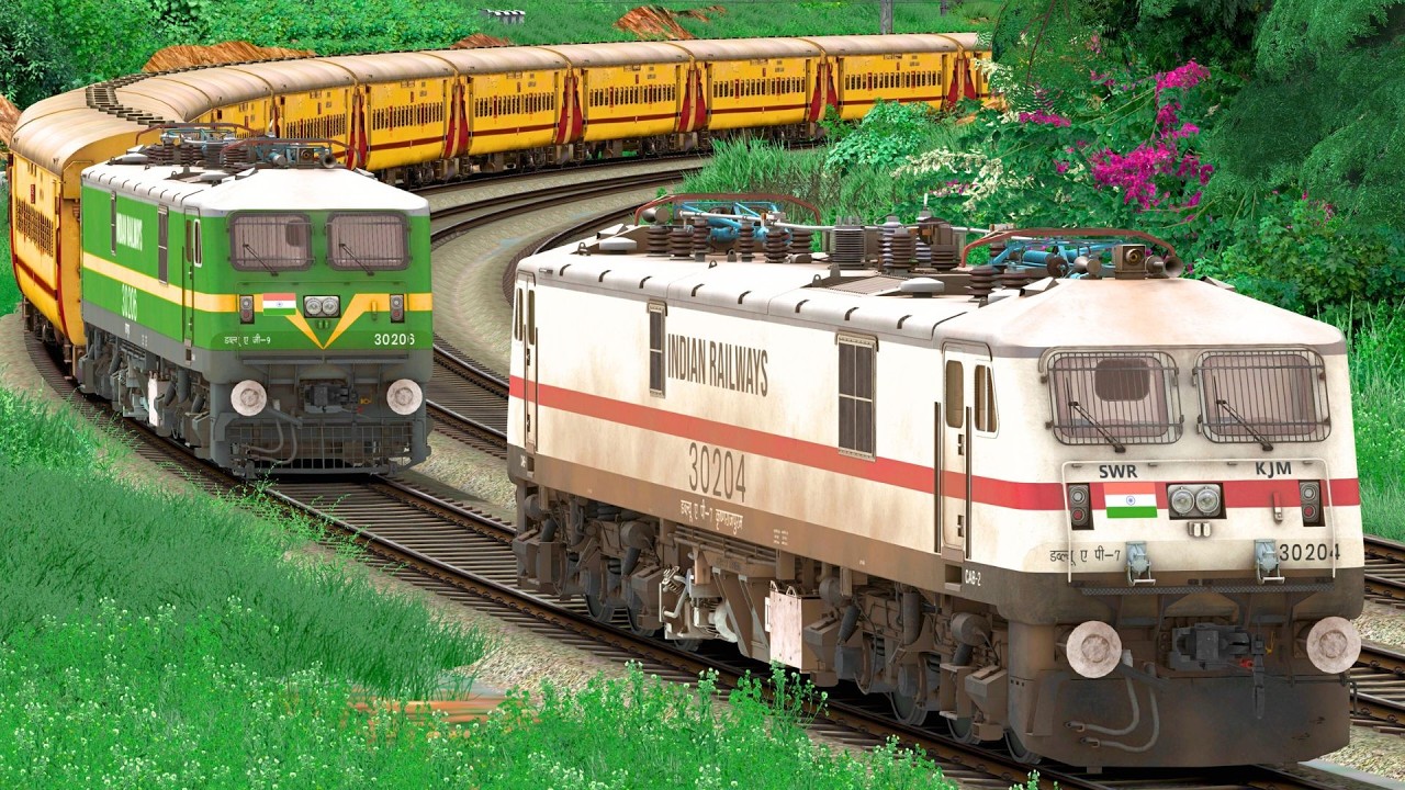 WAP7 COUPLING WAG9 ICF UTKRISHT TRAIN | BUMPY RAILROAD | Train ...