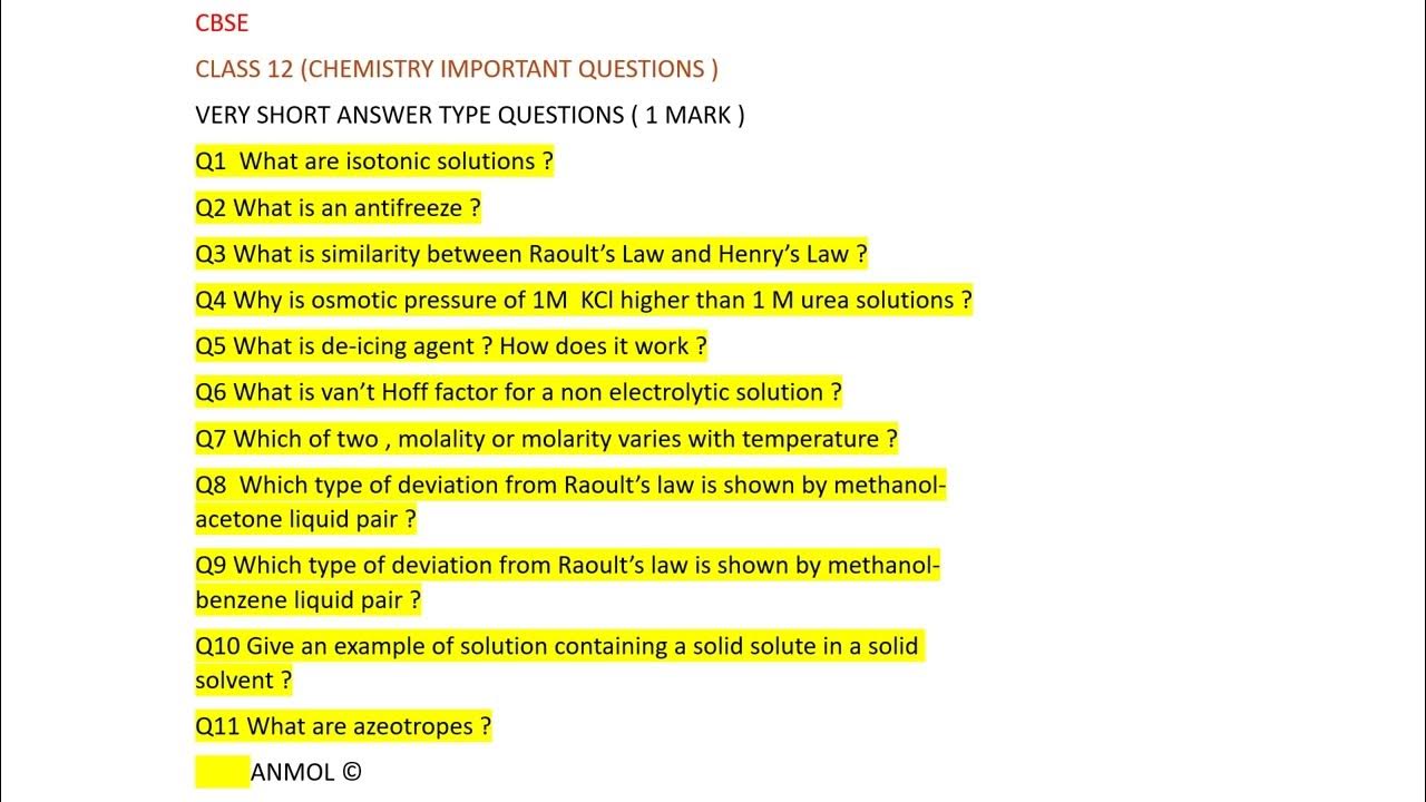CBSE Class 12 Chemistry Chapter Solutions Very Short Answer cbse-class-12-chemistry-chapter-solutions-very-short-answer