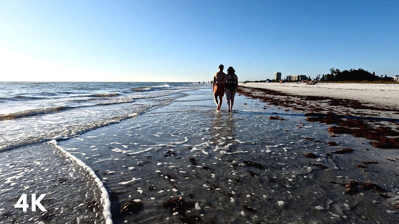 Sunset Hour Walk at Siesta Key Beach, Relaxing Ocean Sounds - YouTube