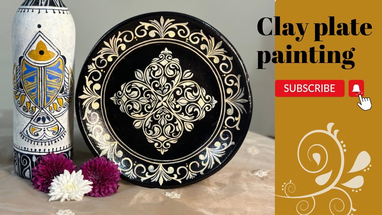 Clay plate painting (design) | DIY clay plate art | How to clay plate ...