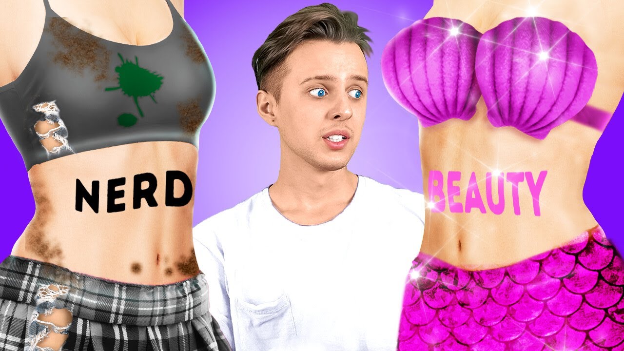 😍 Viral Makeover From Nerd To Little Mermaid for My Crush! Extreme Beauty Hacks by La La Life ...
