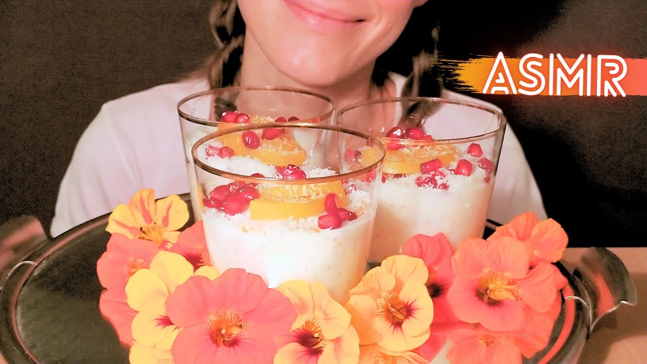 ASMR PUDDING FROM TAPIOCA PEARLS WITH EDIBLE FLOWERS [No Talking ...
