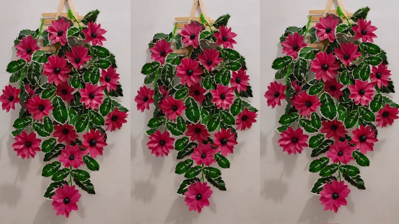 DIY Bunga Gantung Hiasan Dinding dari Plastik Kresek | Flower Wall ...