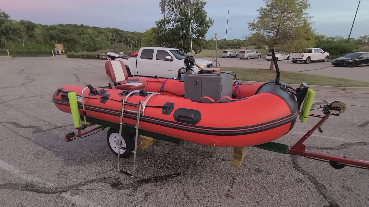 All electric inflatable boat setup. - YouTube