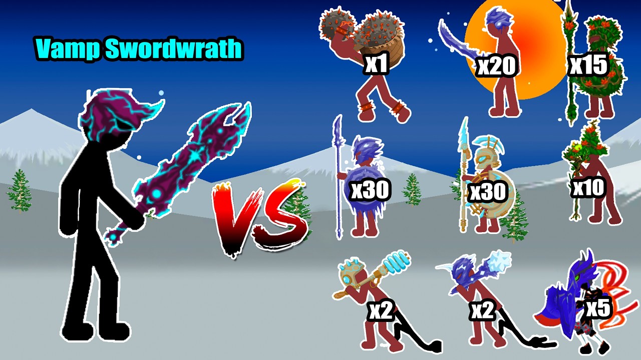 VAMP SWORDWRATH VS UNDEAD PUMMELER, GIANT LEADER, ZOMBIE || STICK WAR ...