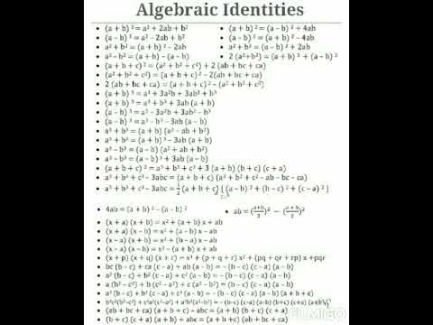 All Algebraic Identities/formulas #shorts #maths #algebra #identities ...