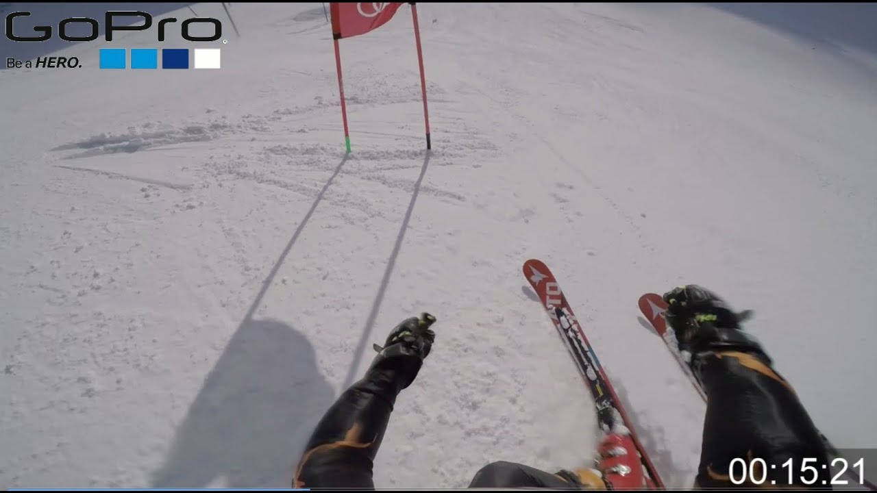 GoPro Ski Racing Giant Slalom GS Training with timeing on atomic skiis ...