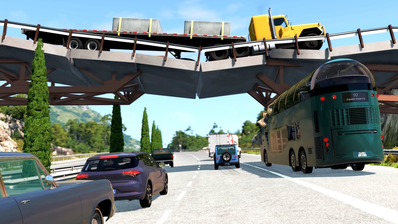 Collapsing Bridge Accidents 4 | BeamNG.drive - YouTube