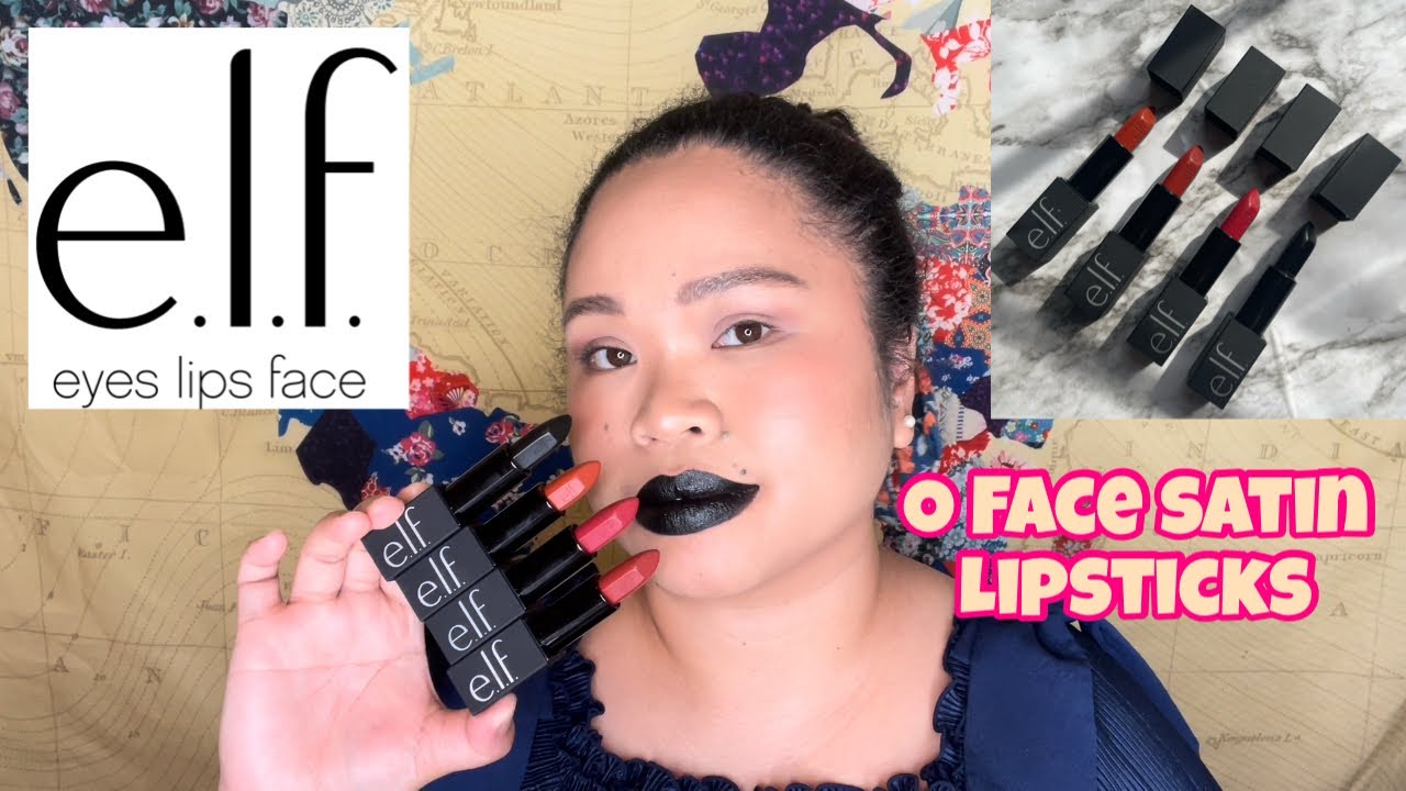 NEW ELF COSMETICS SATIN LIPSTICKS | LIP SWATCHES 2023 - YouTube