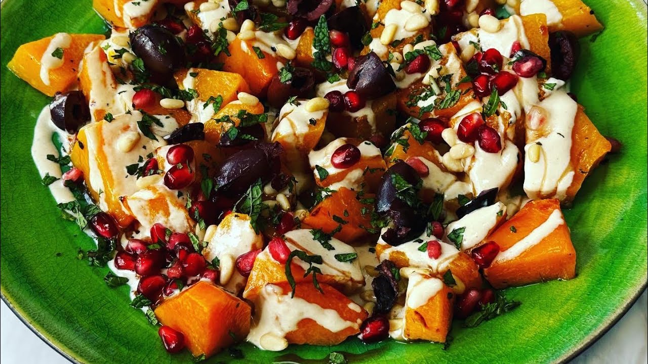 Ensalada De Calabaza Con Granada Y Tahini Squash Salad With