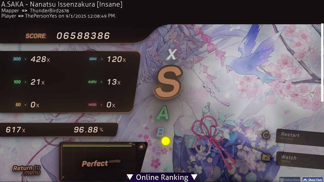 osu! | A.SAKA - Nanatsu Issenzakura [Insane] 96.88% FC - YouTube