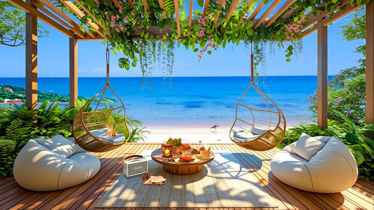 Positive Bossa Nova Jazz Music & Ocean Wave Sounds at Relaxing Tropical ...