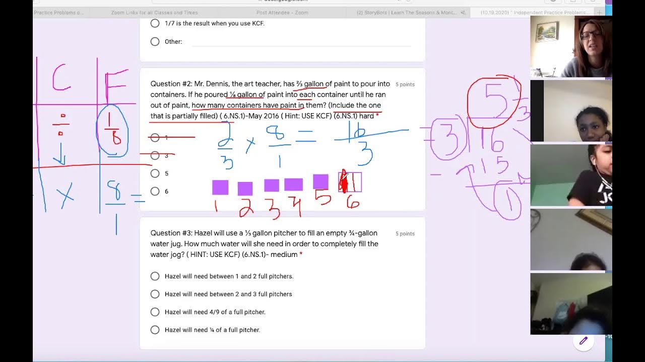 Monday, October 19, 2020" Dividing Fractions" (6.NS.1) 601 Small Group ...