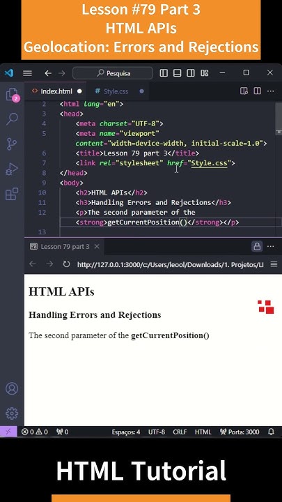 Html Tutorial Lesson 79 Html Apis Geolocation Errors And Rejections Part 3 Html5 Js Css