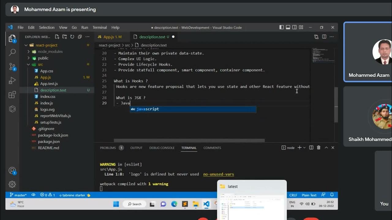 L 1 React Js Running First Code On Nodejs Reactjs Reactjstutorial Reactjsforbeginners
