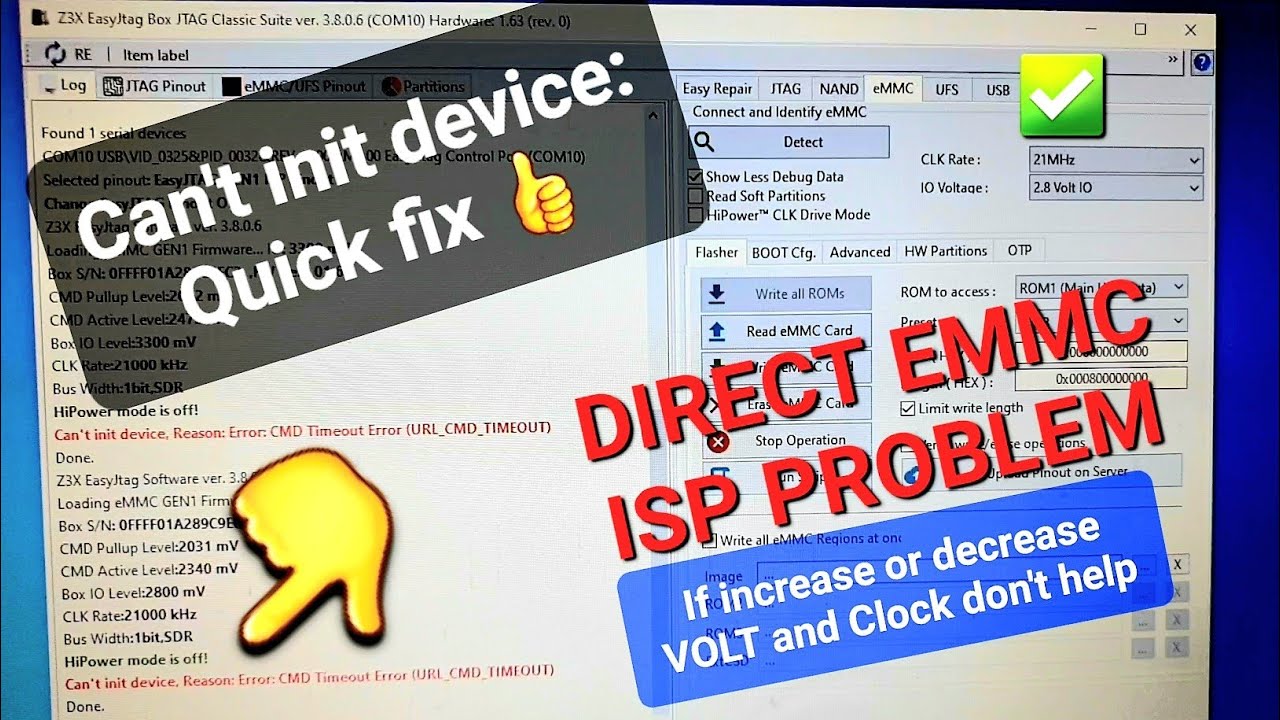 Easy Jtag Plus Error Cant Init Device Reason Error Cmd Timeout Error Urlcmdtimout Youtube 0367