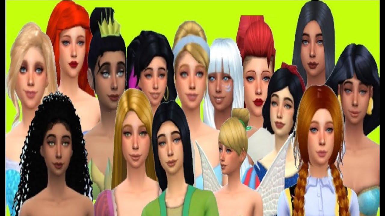 15 disney characters in the sims 4 challenge - YouTube