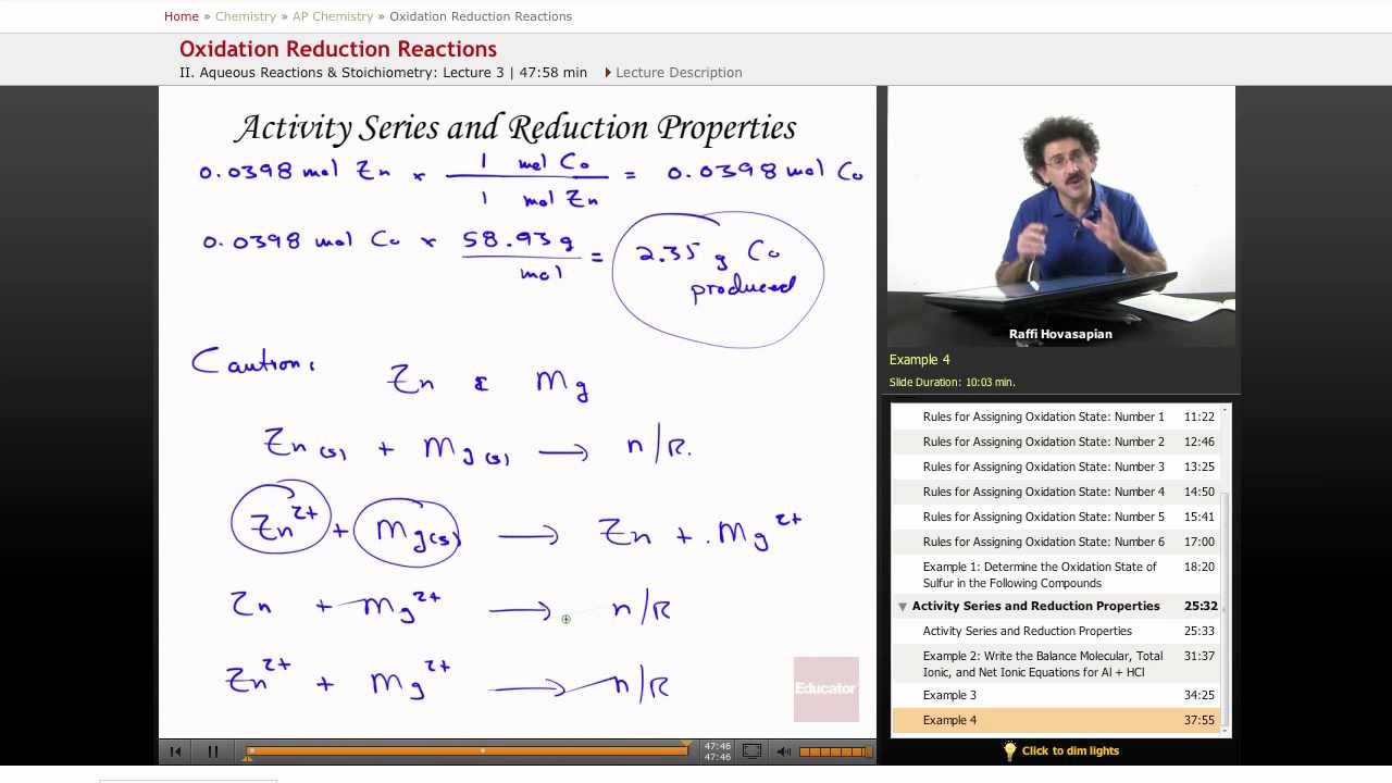 "Oxidation Reduction Reactions" | AP Chemistry with Educator.com - YouTube