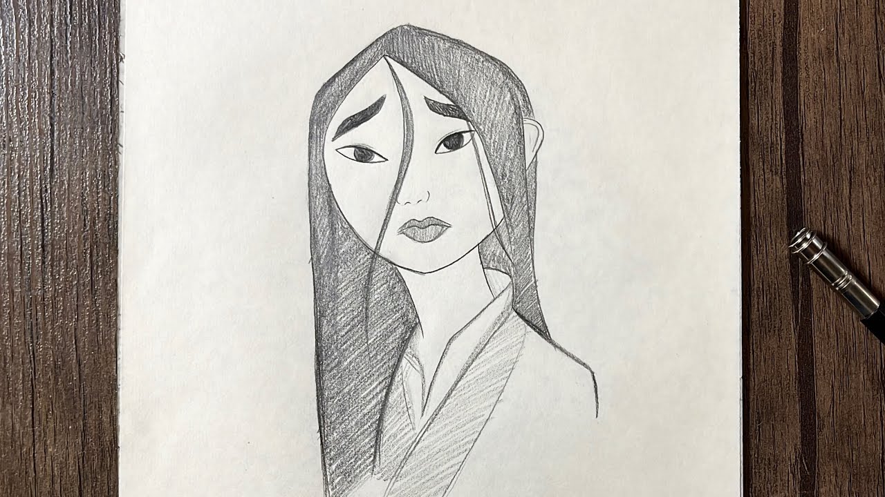 How To Draw Mulan Disney Princess Easy Pencil Drawing Idea For Girls Youtube