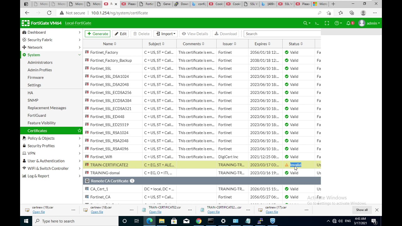 Fortigate certificate 2 enroll certificate - YouTube