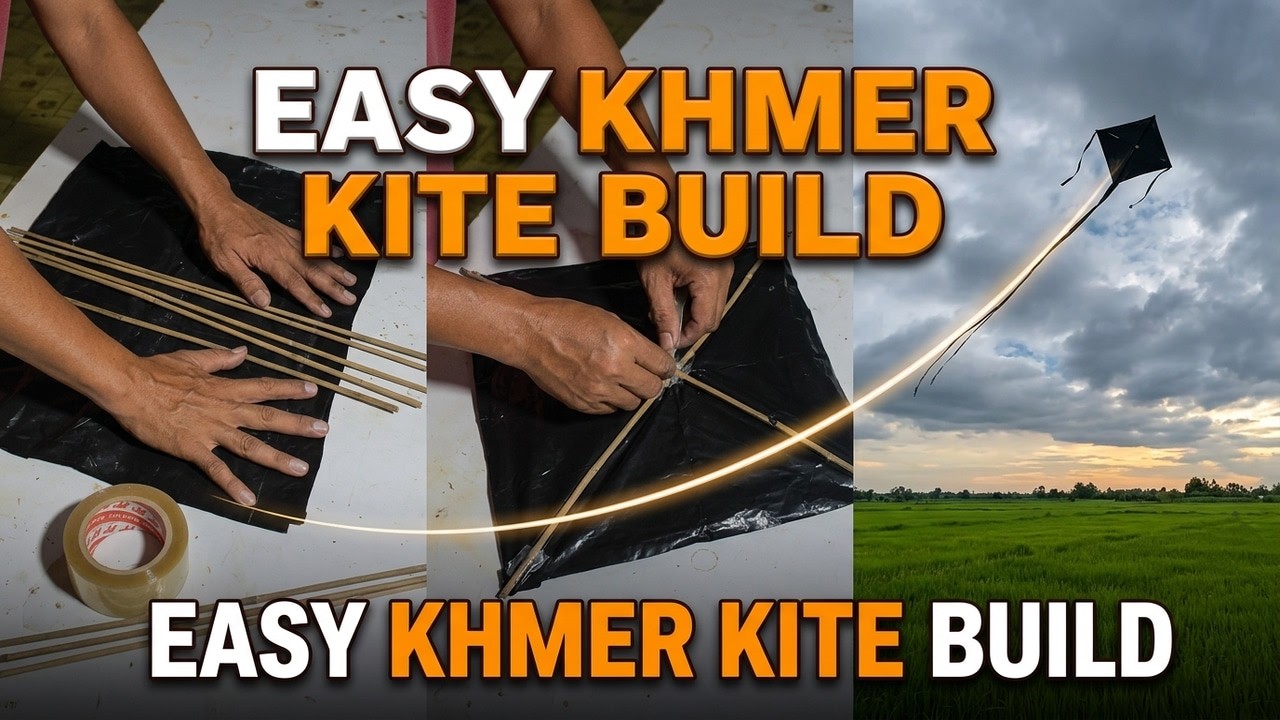 Boy and sis kaka |How to make a kite,Khmer Kite2025. - YouTube