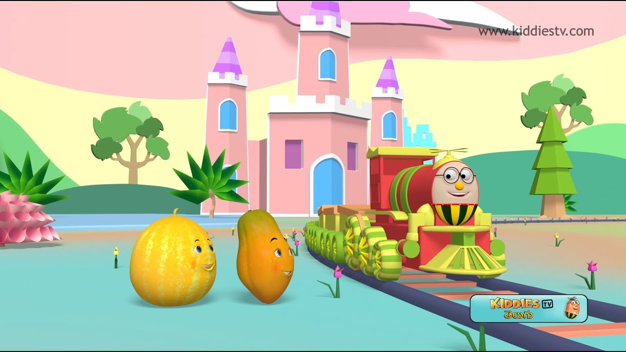 Humpty the train on a fruits ride + more train rhymes | Telugu nursery ...