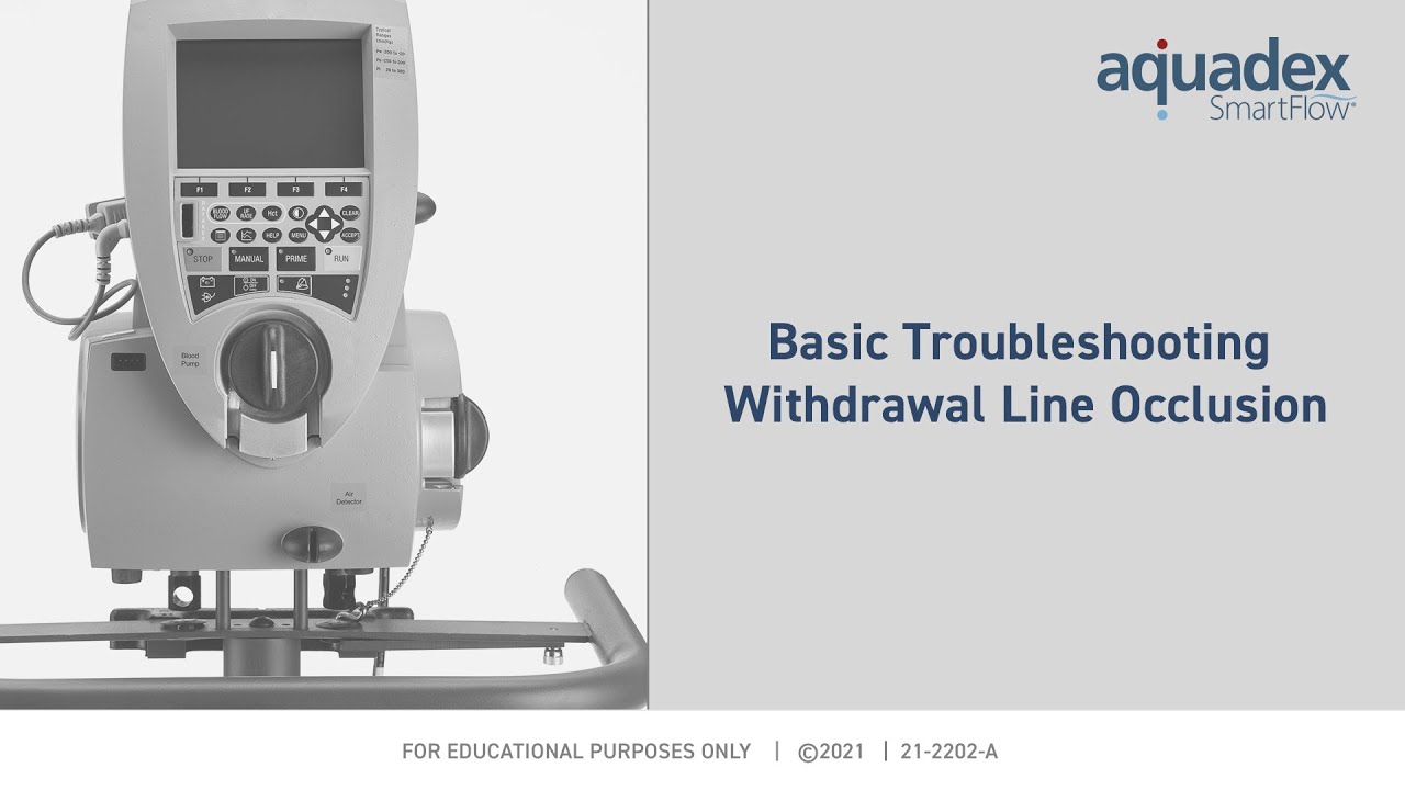 Aquadex Troubleshooting - Withdrawal Line Occlusion - YouTube