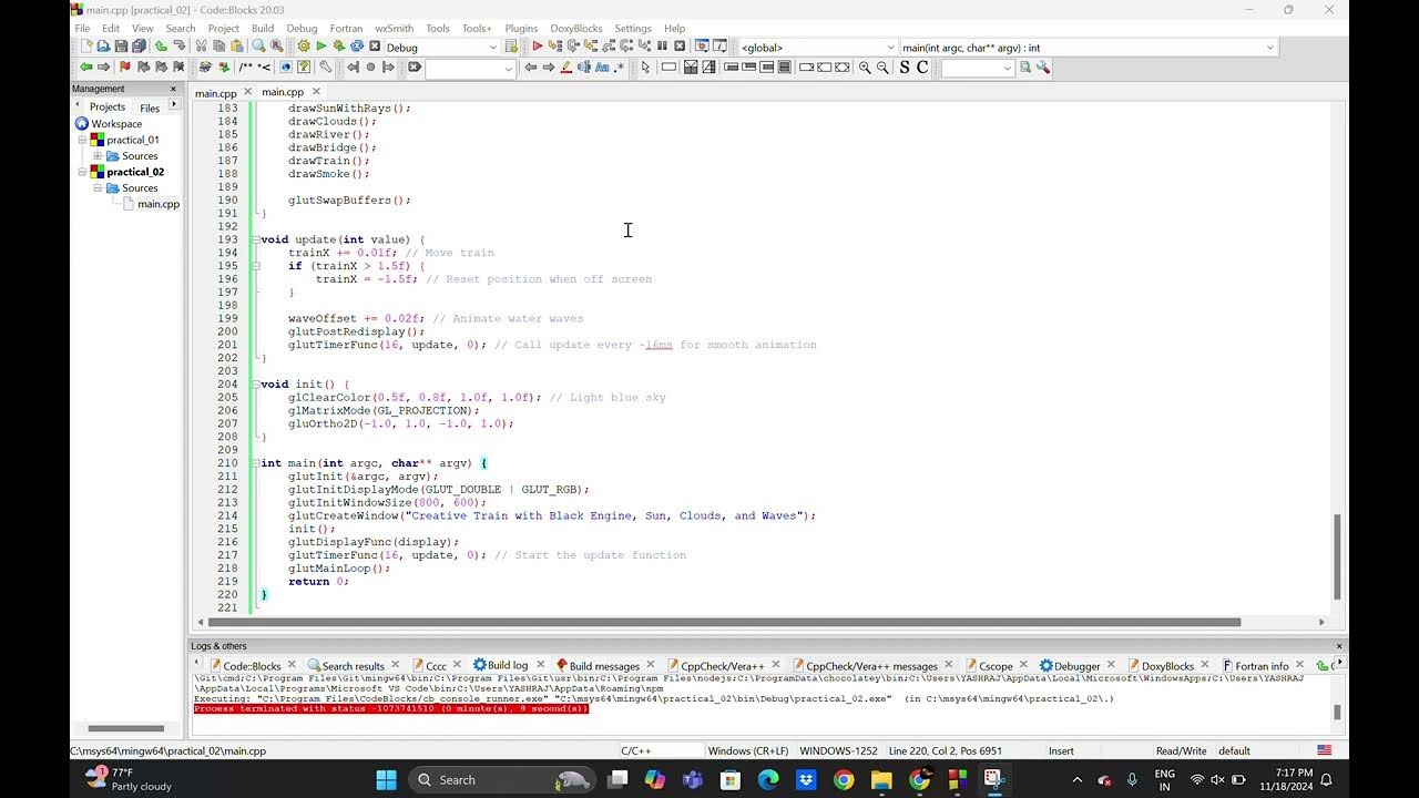 Animated Train Journey: AScenic Adventure in OpenGL COMPUTER GRAPHICS - YouTube